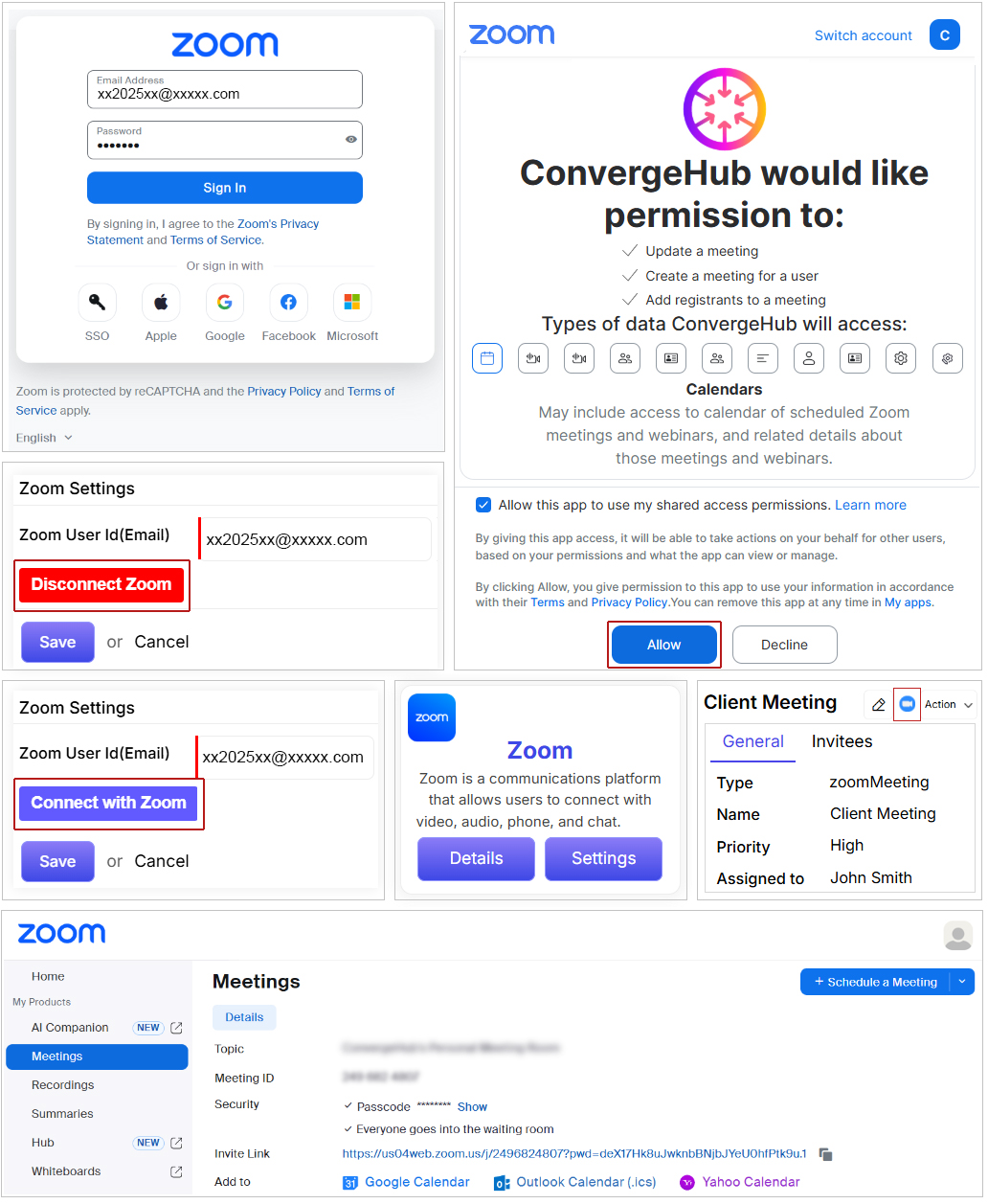 Zoom Integration With ConvergeHub